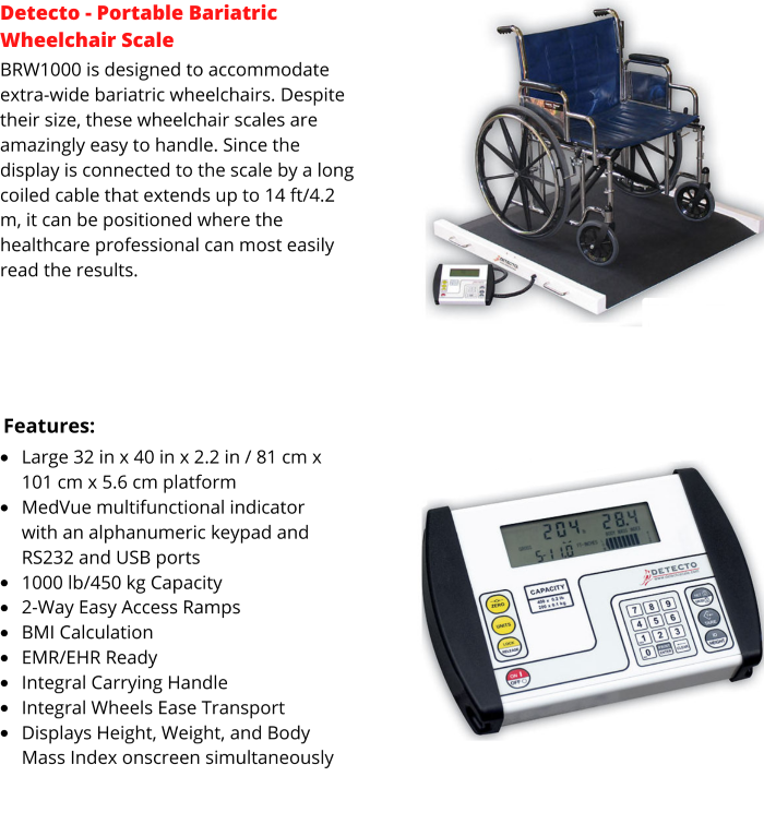 Detecto #BRW1000 | "Roll-A-Weigh" - Wheelchair Platform Scale